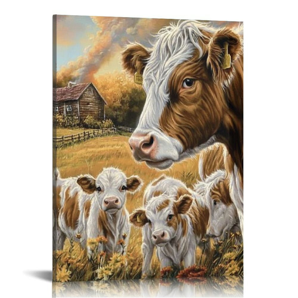 Sheronv Cow and Calves Fine Art Aesthetic Poster Print Wall Painting ...