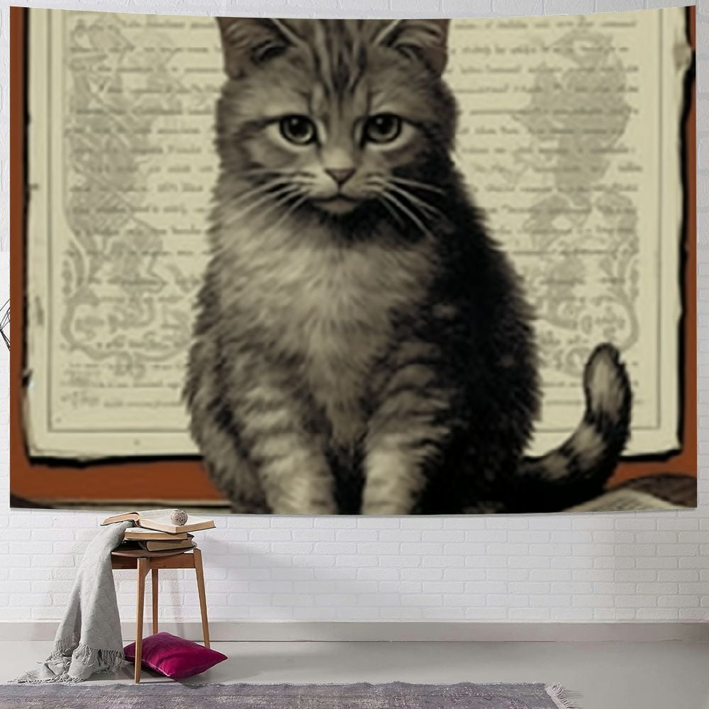 Sheronv Cute Cat Tapestry Wall Hanging Unique Style for Home Wall Decor ...