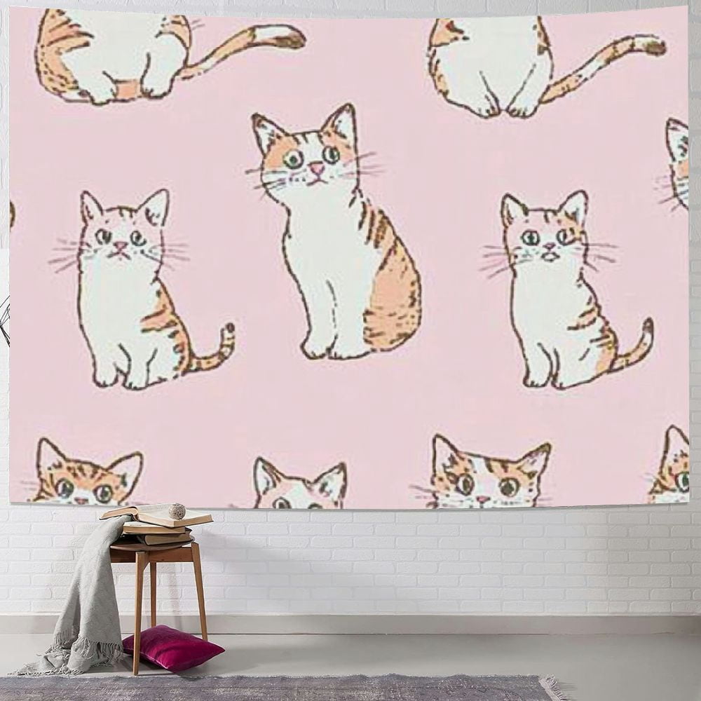 Sheronv Cute Cat Tapestry Wall Hanging Unique Style for Home Decor ...