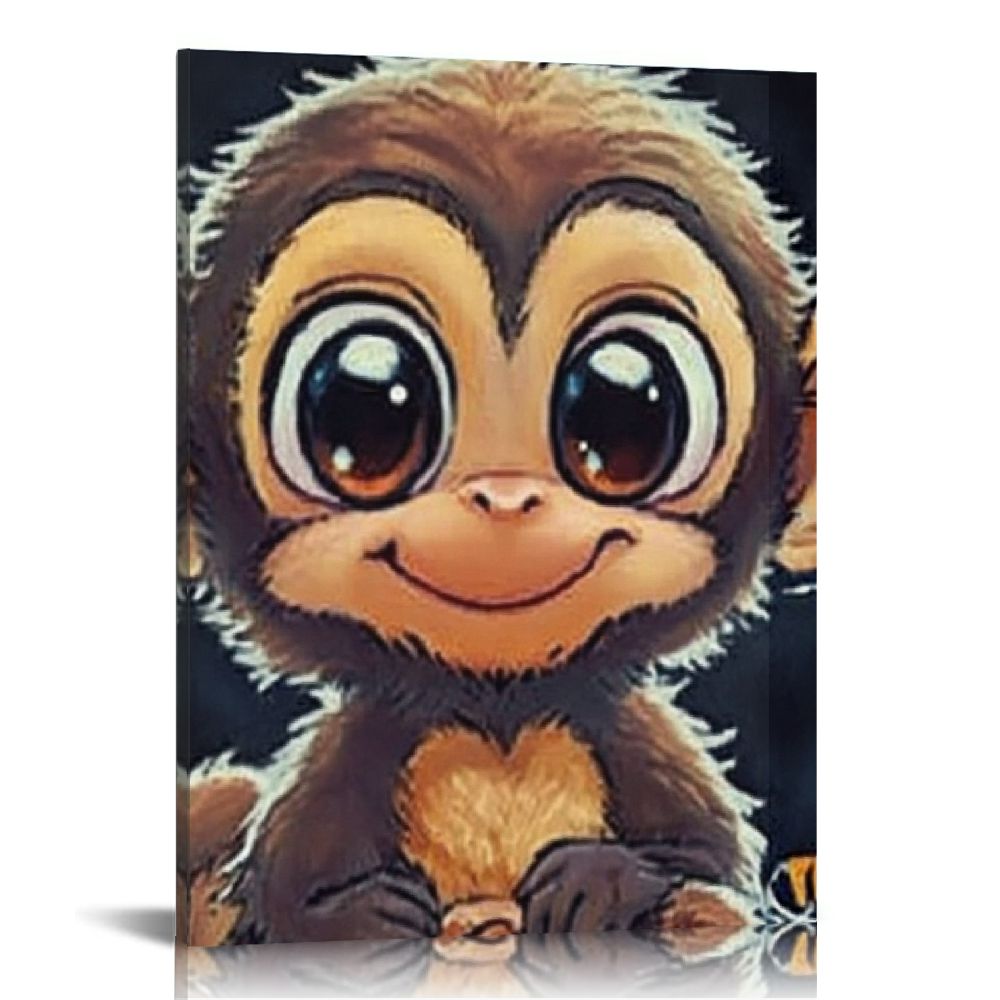 Sheronv Cute Monkey Fine Art Aesthetic Poster Print Wall Painting for ...