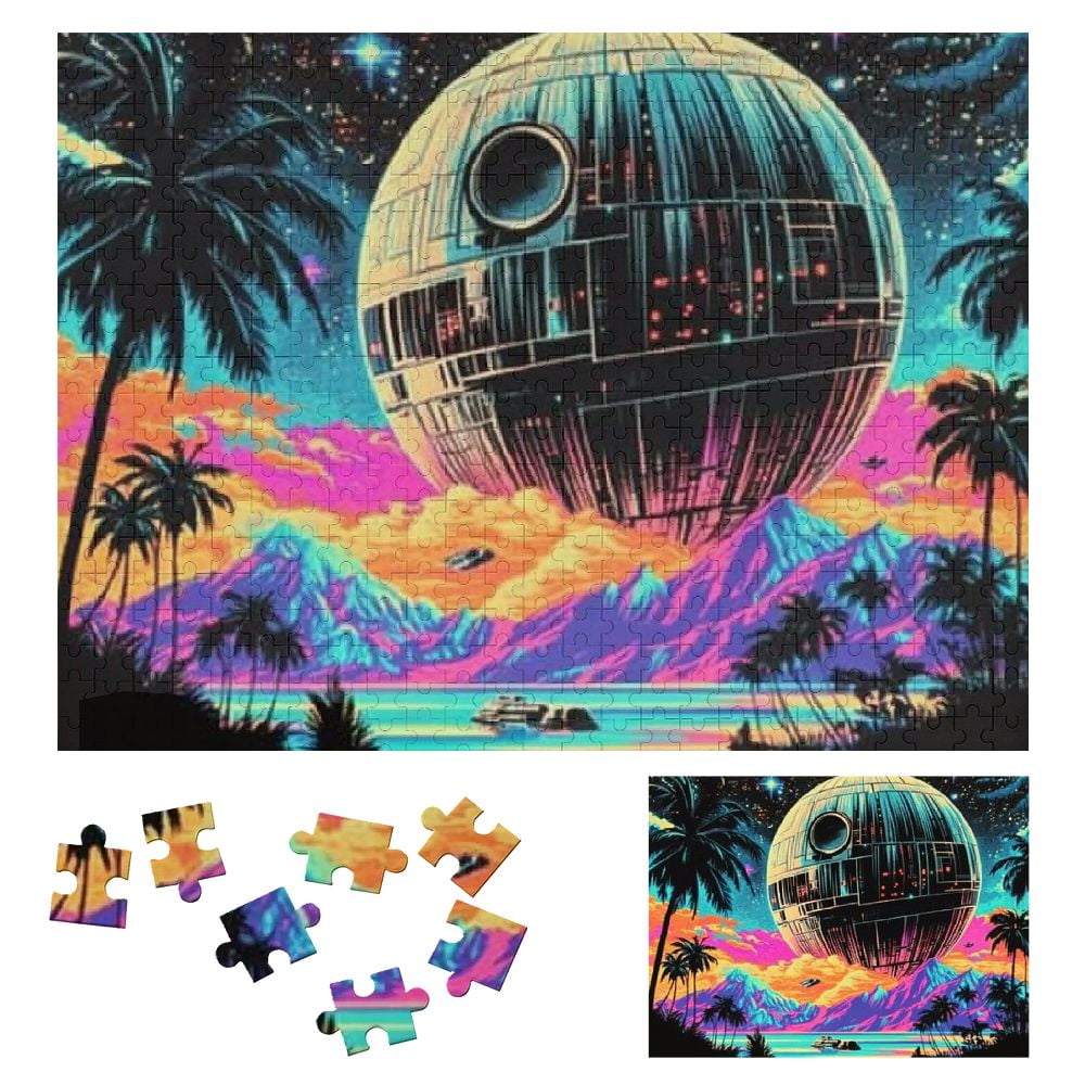 Sheronv Death Star Palm Trees Mountains Wooden Jigsaw Puzzle Impossible ...