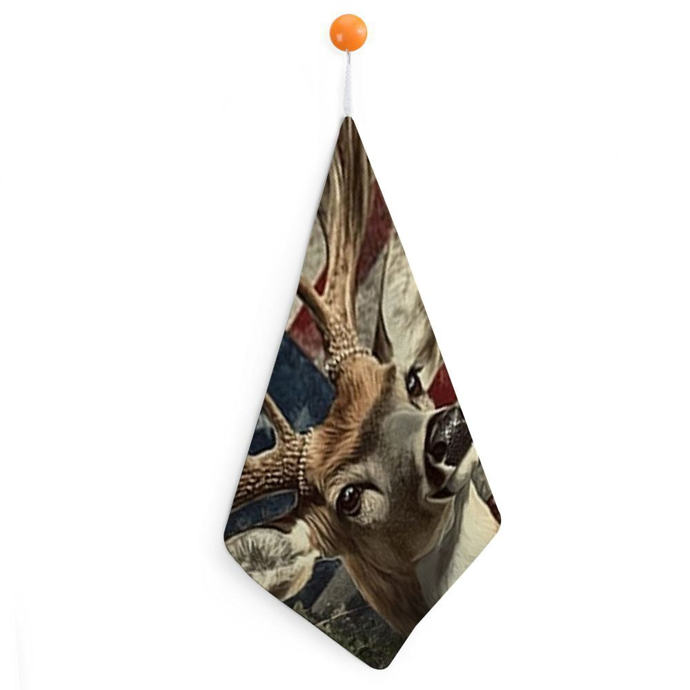 Sheronv Deer Flag Americo Makk Hand Drying Towels with Loop - Ultrafine ...