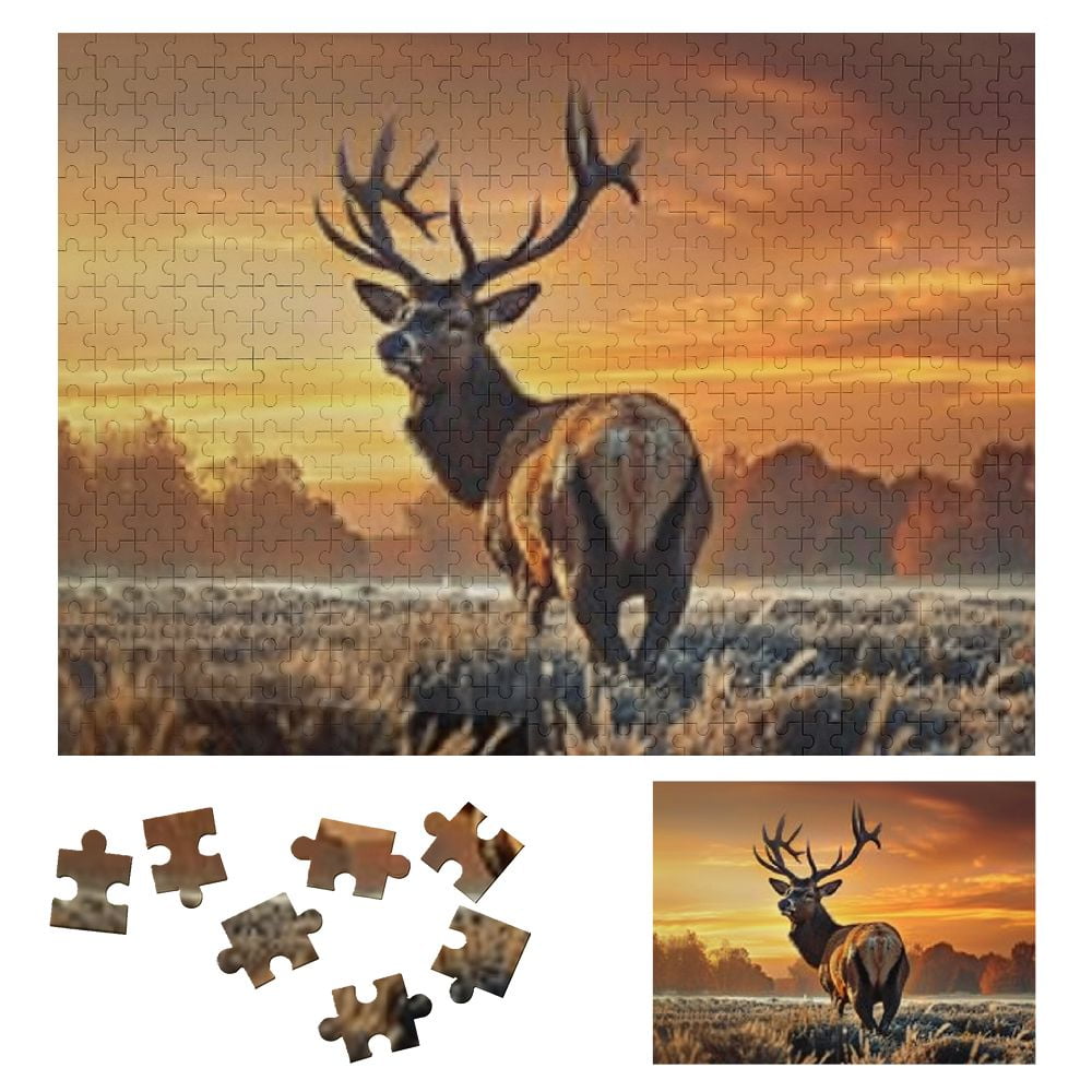 Sheronv Deer Sunset Field Wooden Jigsaw Puzzle Challenging Difficult ...