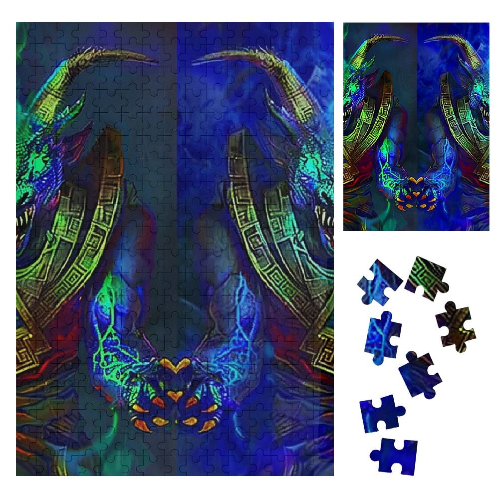 Sheronv Demon Green Light Blue Light Wooden Jigsaw Puzzle Vertical ...