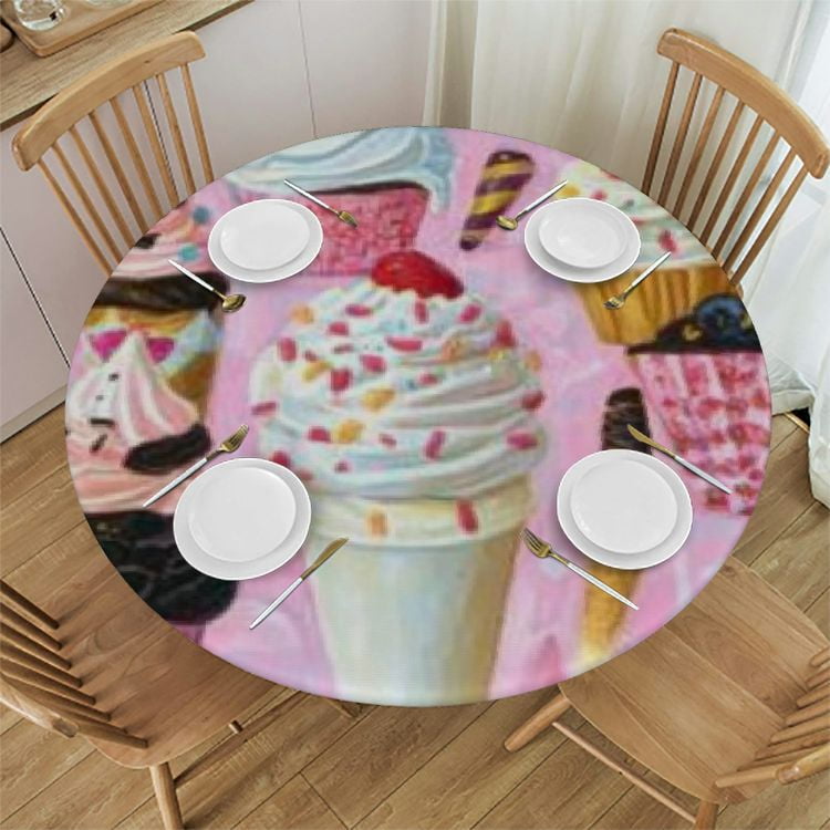 Sheronv Desserts Ice Cream Cupcakes Round Table Cover Stain Resistant ...