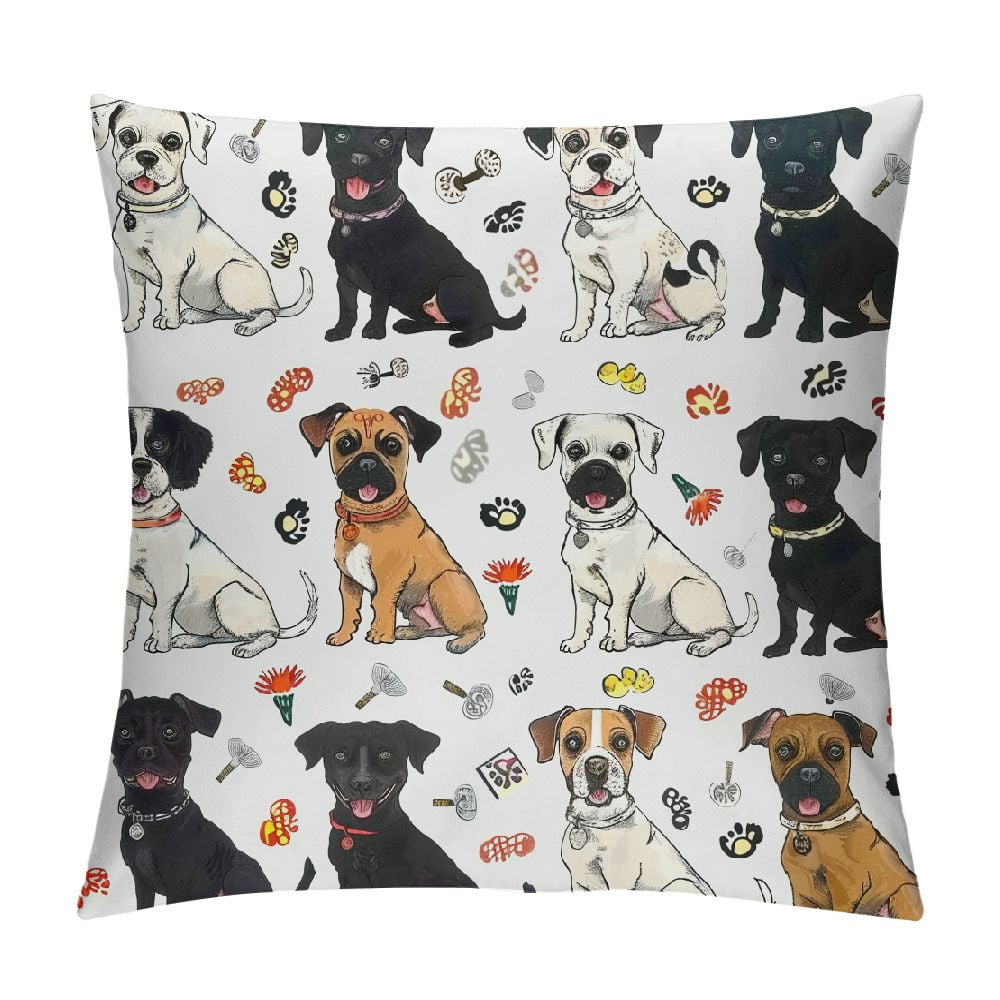 Sheronv Dog Name Tags Graphic Decorative Short Plush Pillow Cover for ...