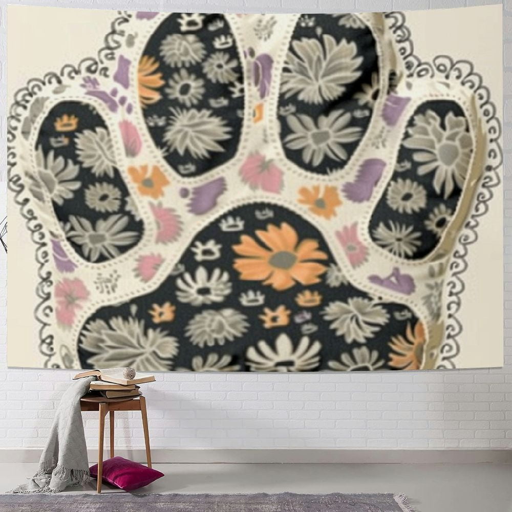 Sheronv Dog Paw Print Tapestry Wall Hanging Unique Style Home Wall ...