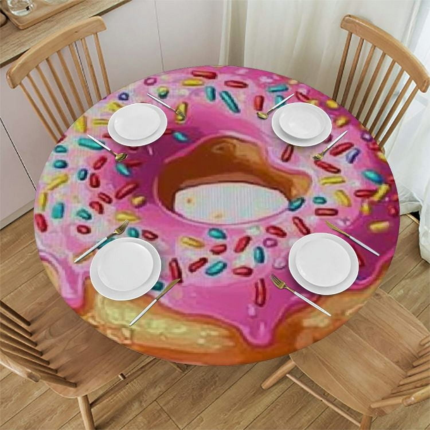 Sheronv Donut Sprinkles Pop Surrealism Round Tablecloth Stain-Resistant ...