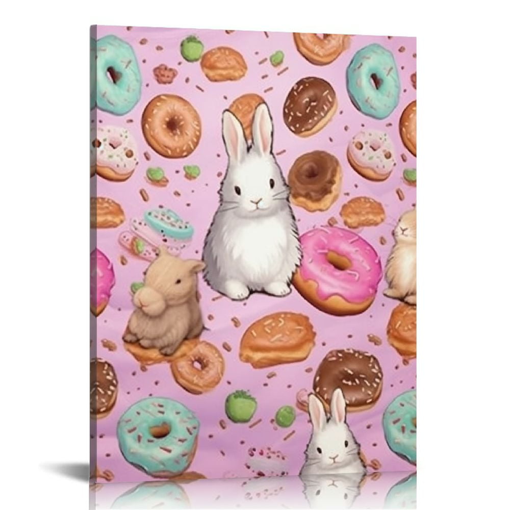 Sheronv Donuts Bunnies Fine Art Aesthetic Canvas Wall Painting for Home ...