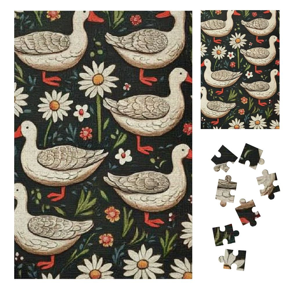 Sheronv Ducks Daisies Folk Art Wooden Jigsaw Puzzle Vertical ...