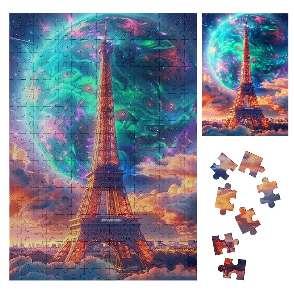 Sheronv Eiffel Tower Wooden Jigsaw Puzzle Vertical Challenging Difficult Wood Puzzles for Adults ...