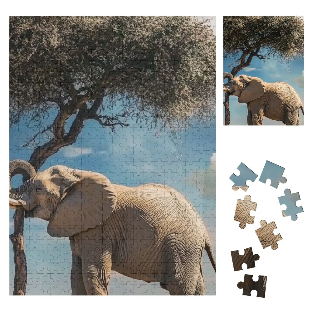 Sheronv Elephant Tree Sky Wooden Jigsaw Puzzle Vertical Impossible