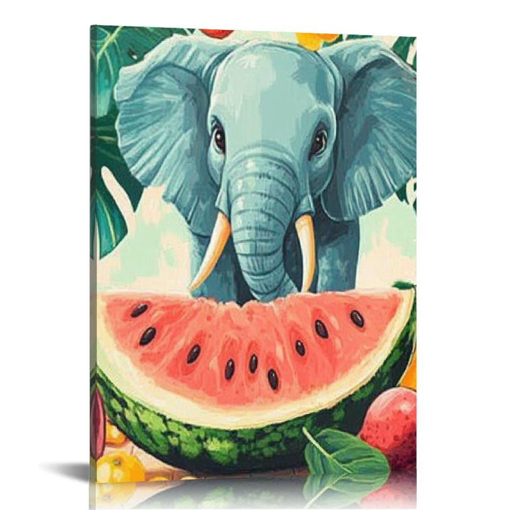 Sheronv Elephant Watermelon Slices Fruits Fine Art Aesthetic Poster ...
