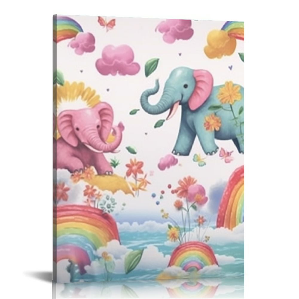 Sheronv Elephants Rainbow Maximalism Fine Art Aesthetic Wall Painting ...