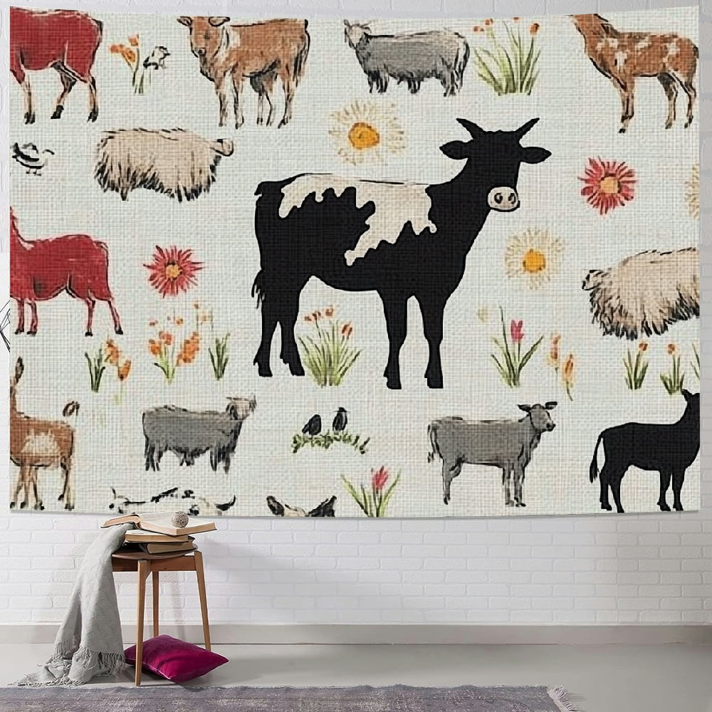 Sheronv Farm Animals Farm Logo Tapestry Wall Hanging Unique Style for ...