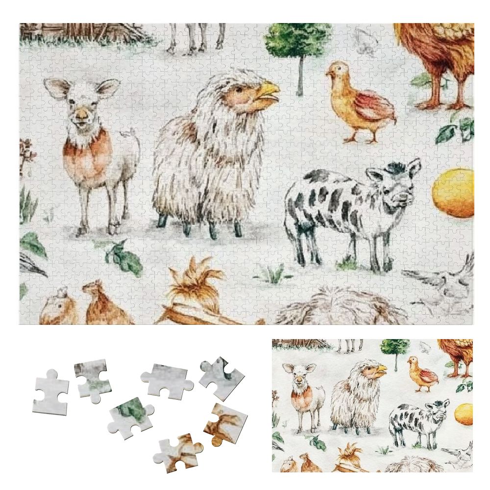 Sheronv Farm Animals Wooden Jigsaw Puzzle Eco-friendly Wood Family ...