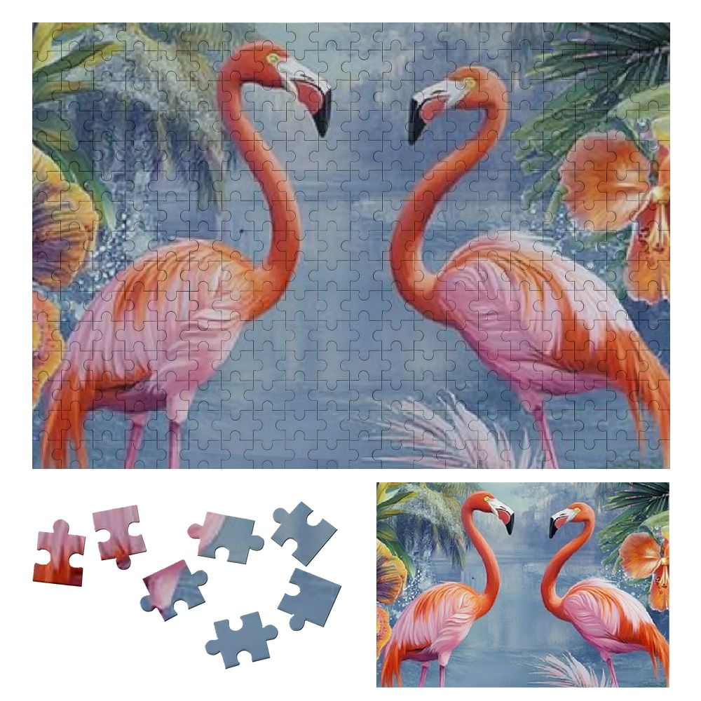 Sheronv Flamingos Tropical Flowers Wood Puzzle - Challenging Difficult ...