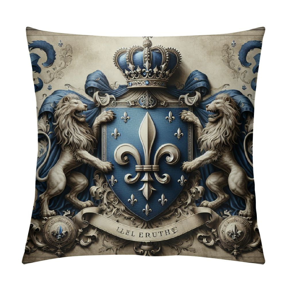 Sheronv Fleur-de-Lis Lion Heraldry Graphic Decorative Throw Pillow ...