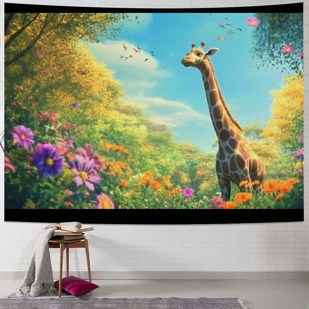 Sheronv Giraffe Flowers Tapestry Wall Hanging Unique Style for Home ...