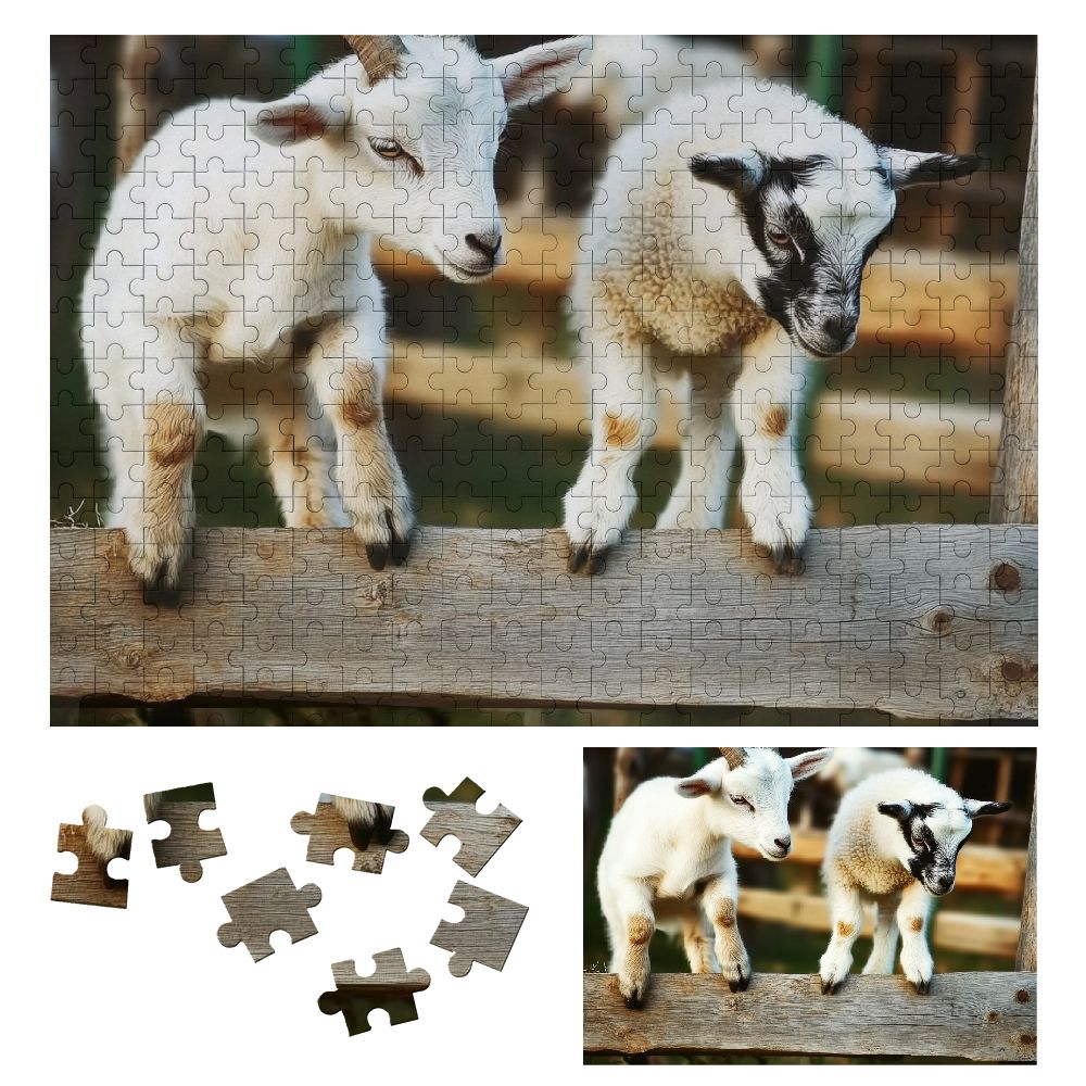 Sheronv Goat Lamb Wooden Fence Eco-Friendly Wood Puzzle Set Ideal Gift ...