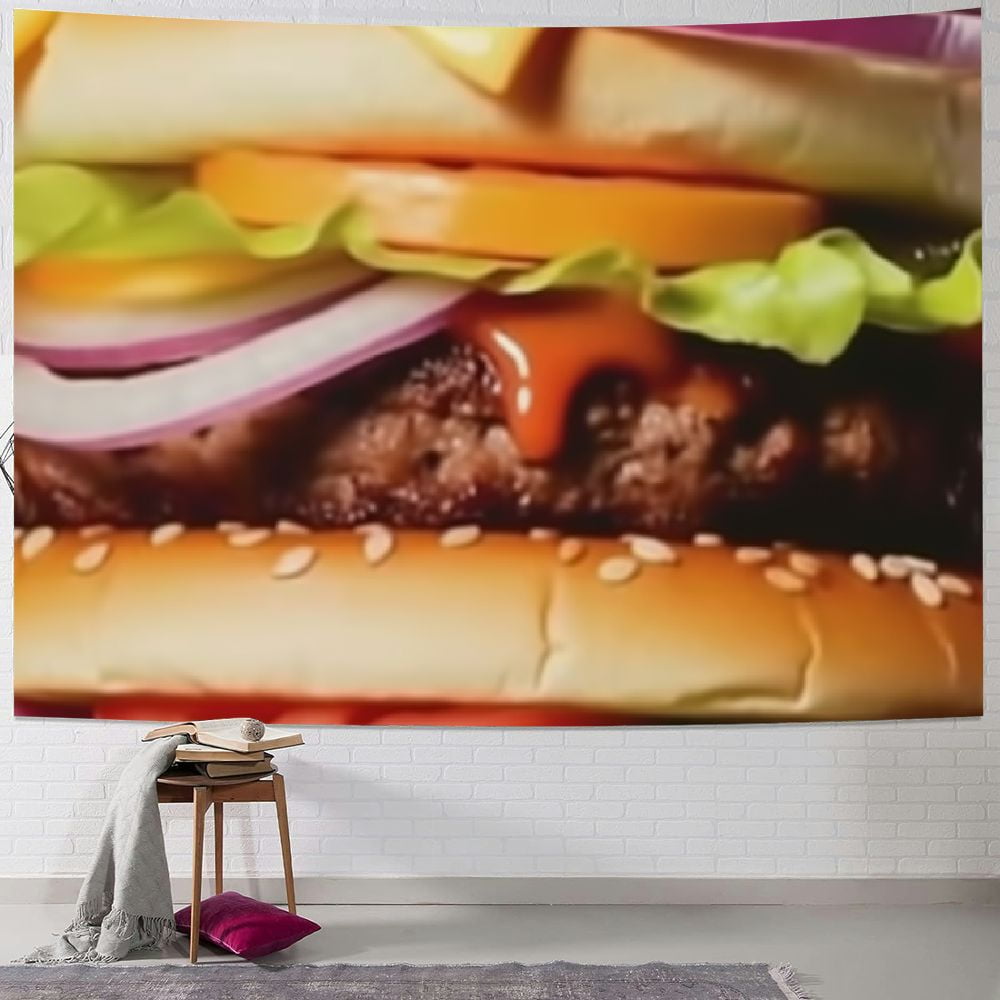 Sheronv Hamburger Toppings Tapestry Wall Hanging Unique Style for Home ...