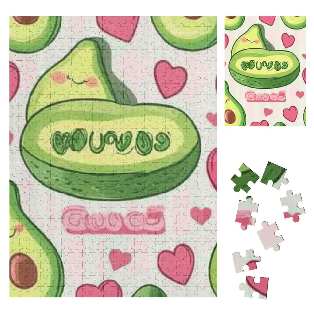 Sheronv Hearts Avocado Kawaii Wooden Jigsaw Puzzle Vertical Style for ...