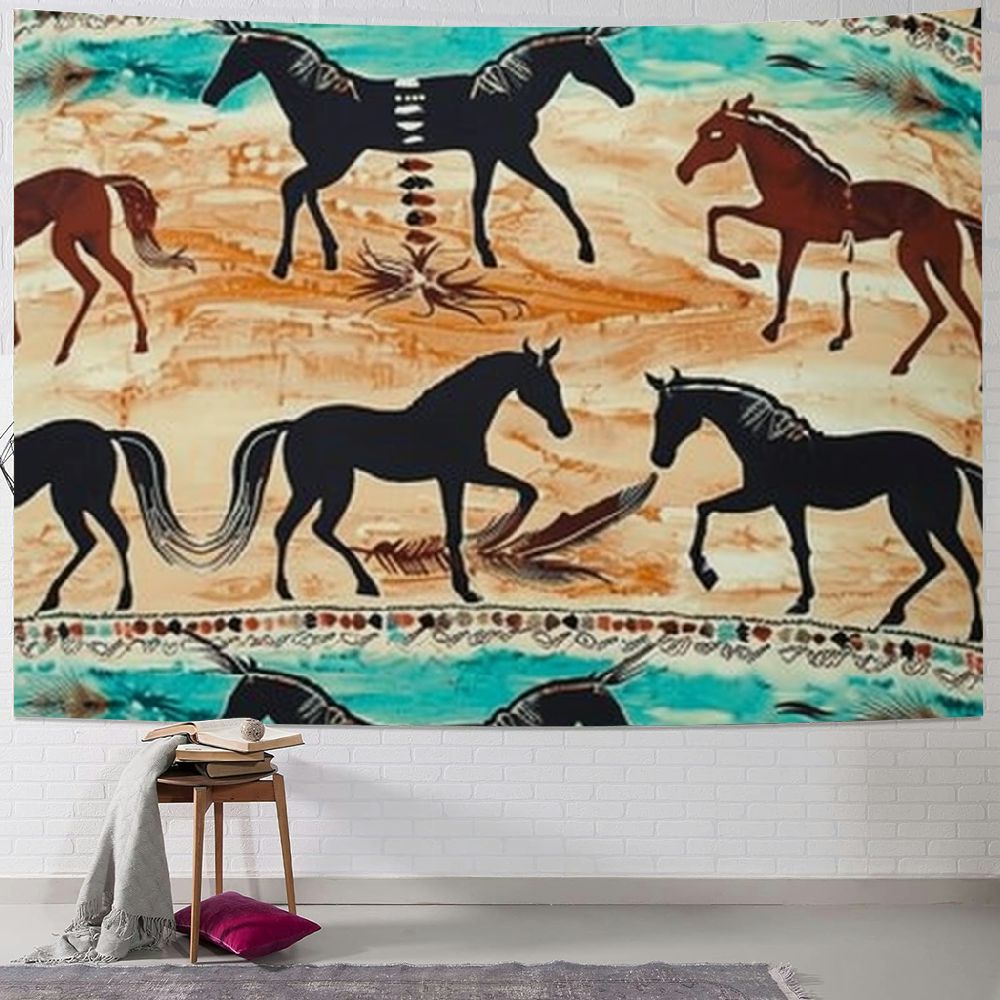 Sheronv Horses Cave Painting Tapestry Wall Hanging Unique Style Graphic ...