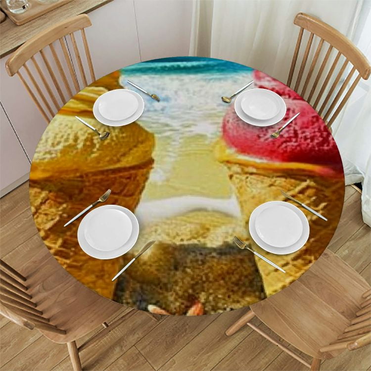 Sheronv Ice Cream Cones Beach Starfish Round Table Cover Stain ...