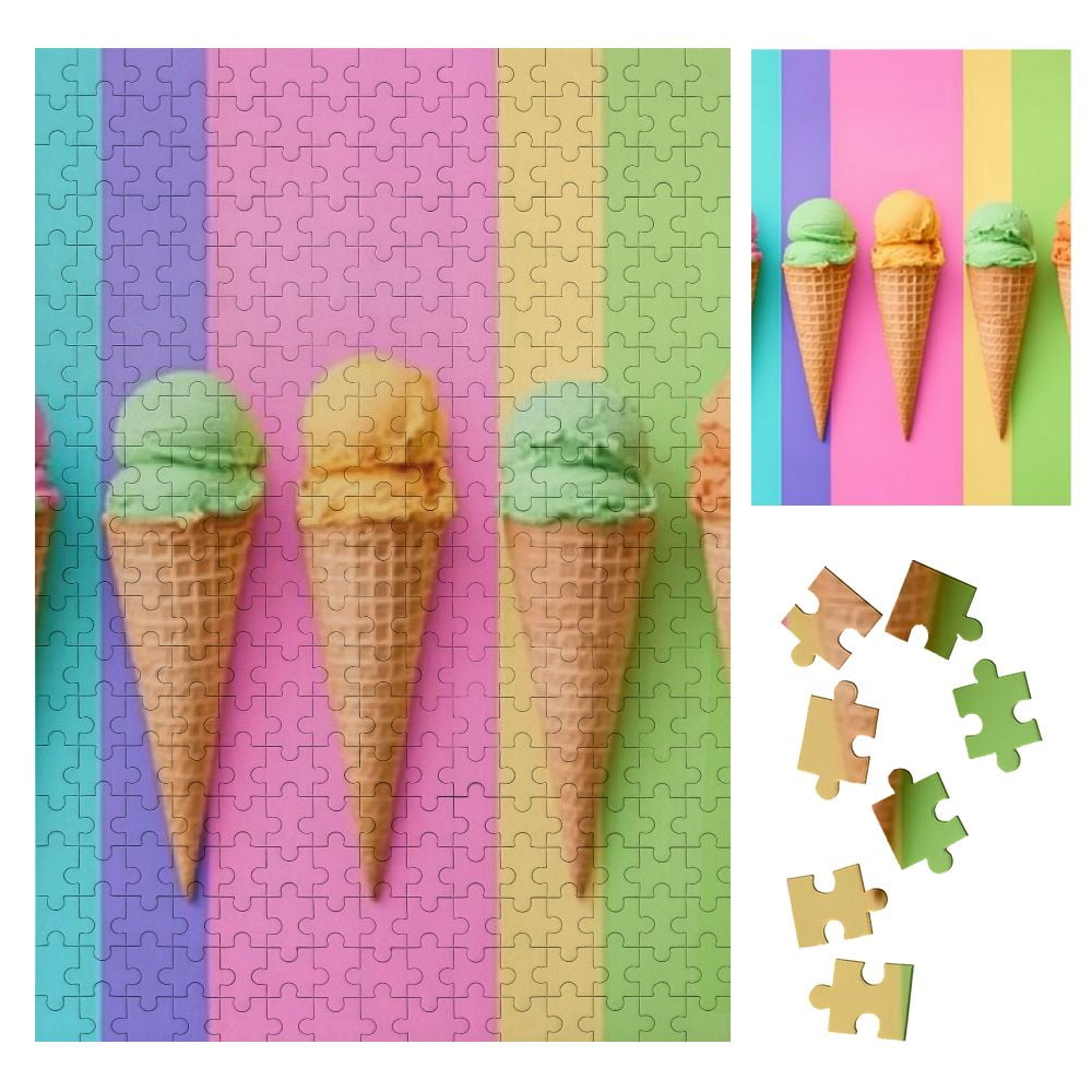 Sheronv Ice Cream Cones Wooden Jigsaw Puzzle Vertical Leisure Game Toy ...