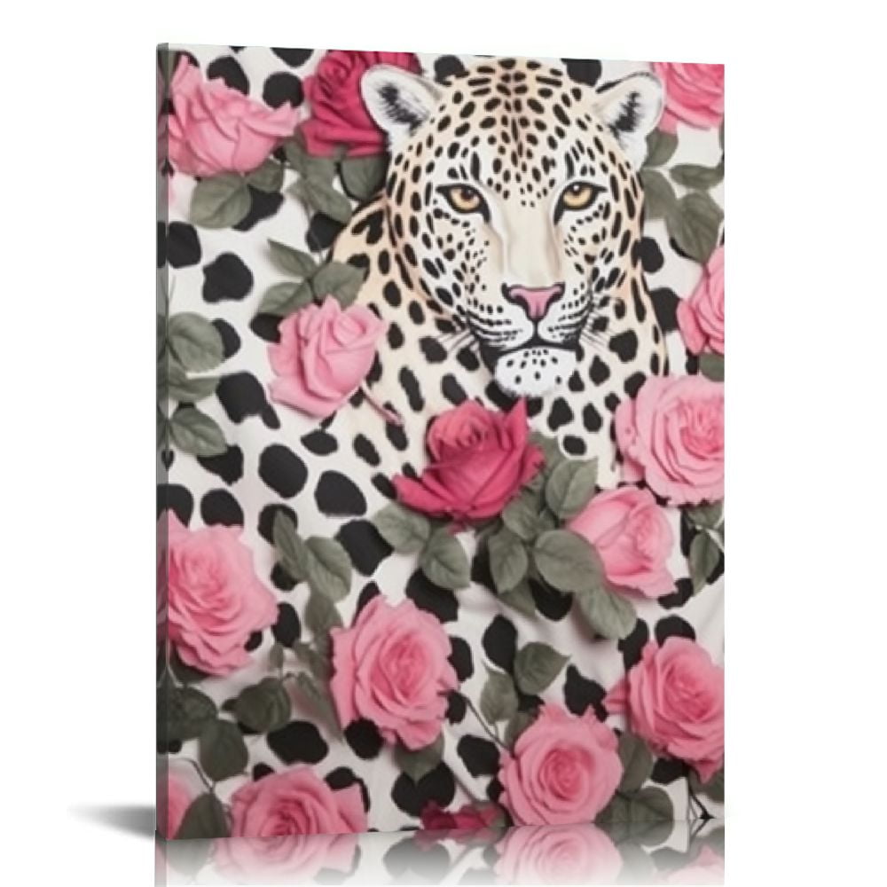 Sheronv Leopard Print and Roses Fine Art Aesthetic Poster for Home ...