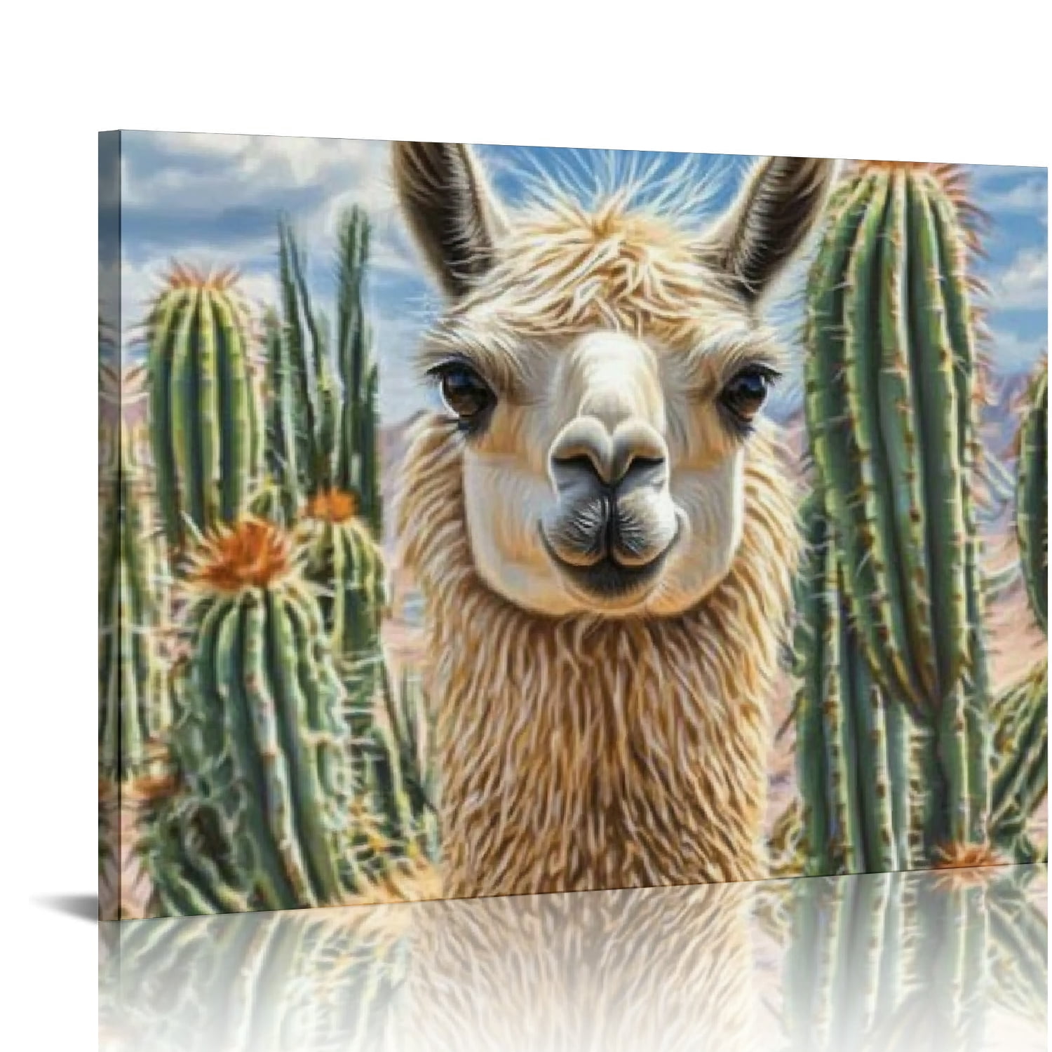 Sheronv Llama Cactus Desert Wall Decor for Bedroom and Home Office ...