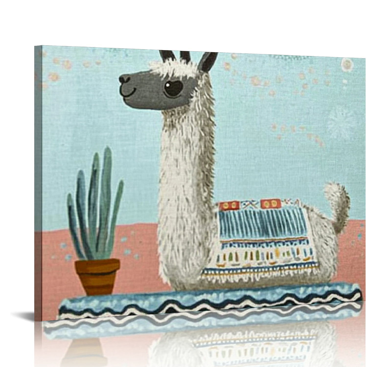 Sheronv Llama Cactus Wall Art Living Room Bedroom Home Office Wall ...