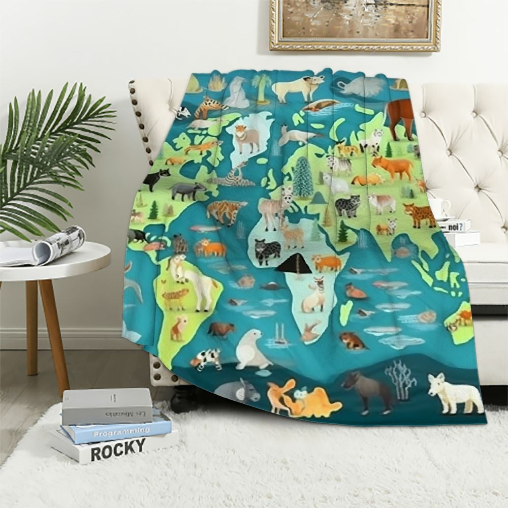 Sheronv Map Puzzle Warm Lightweight Blanket Soft Fleece Blankets All ...