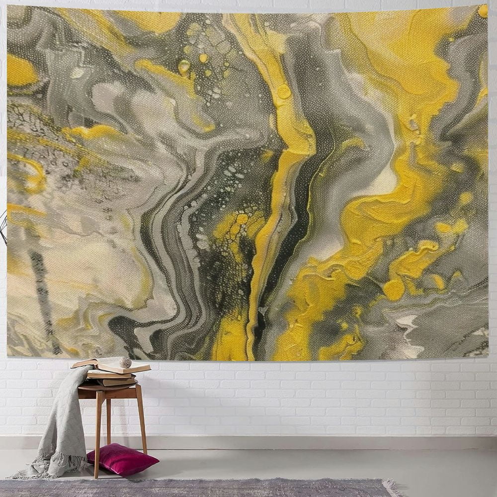 Sheronv Marble Yellow Paint Tapestry Wall Hanging Unique Style for Home ...