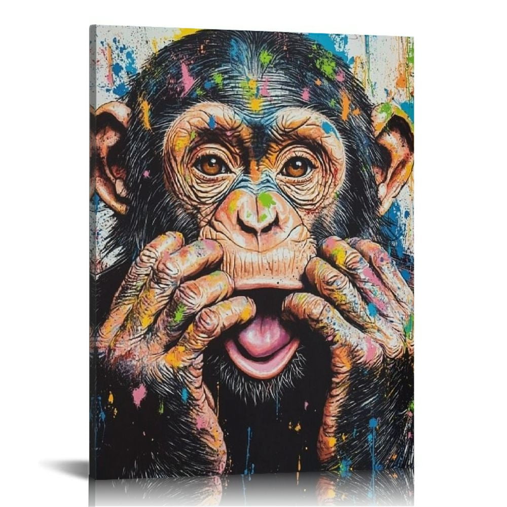 Sheronv Monkey Paint Splatters Fine Art Aesthetic Poster & Print Wall Painting for Living Room ...