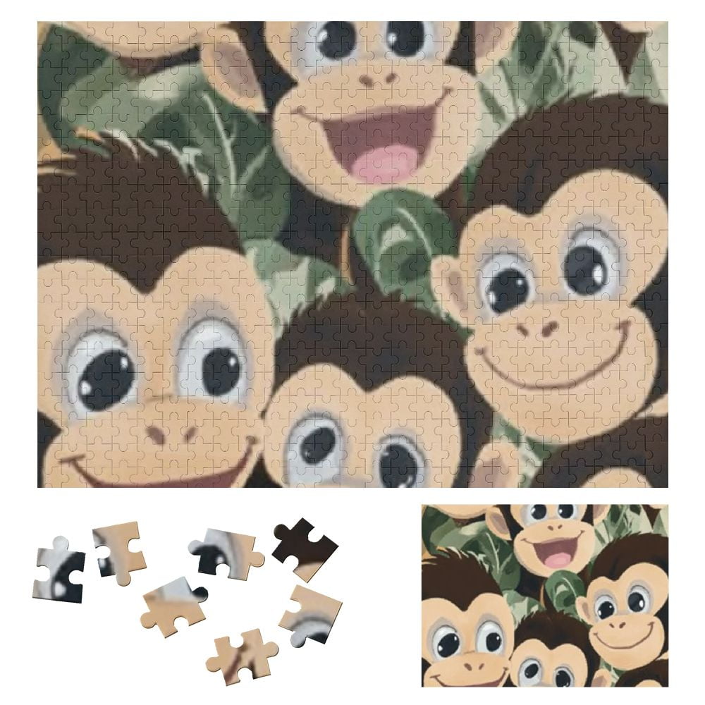 Sheronv Monkeys Smiling Faces Wooden Jigsaw Puzzle Impossible Wood ...