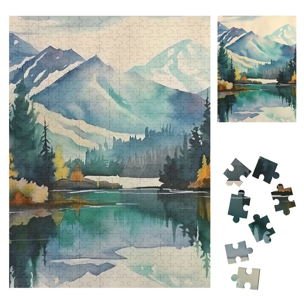 Sheronv Mountain Lake Trees Reflection Wooden Jigsaw Puzzle Vertical ...