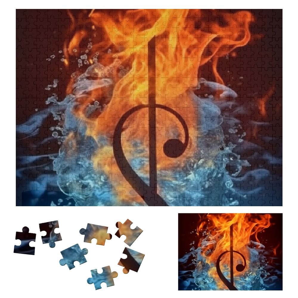 Sheronv Music Note Fire Water Wooden Jigsaw Puzzle Horizontal Style ...