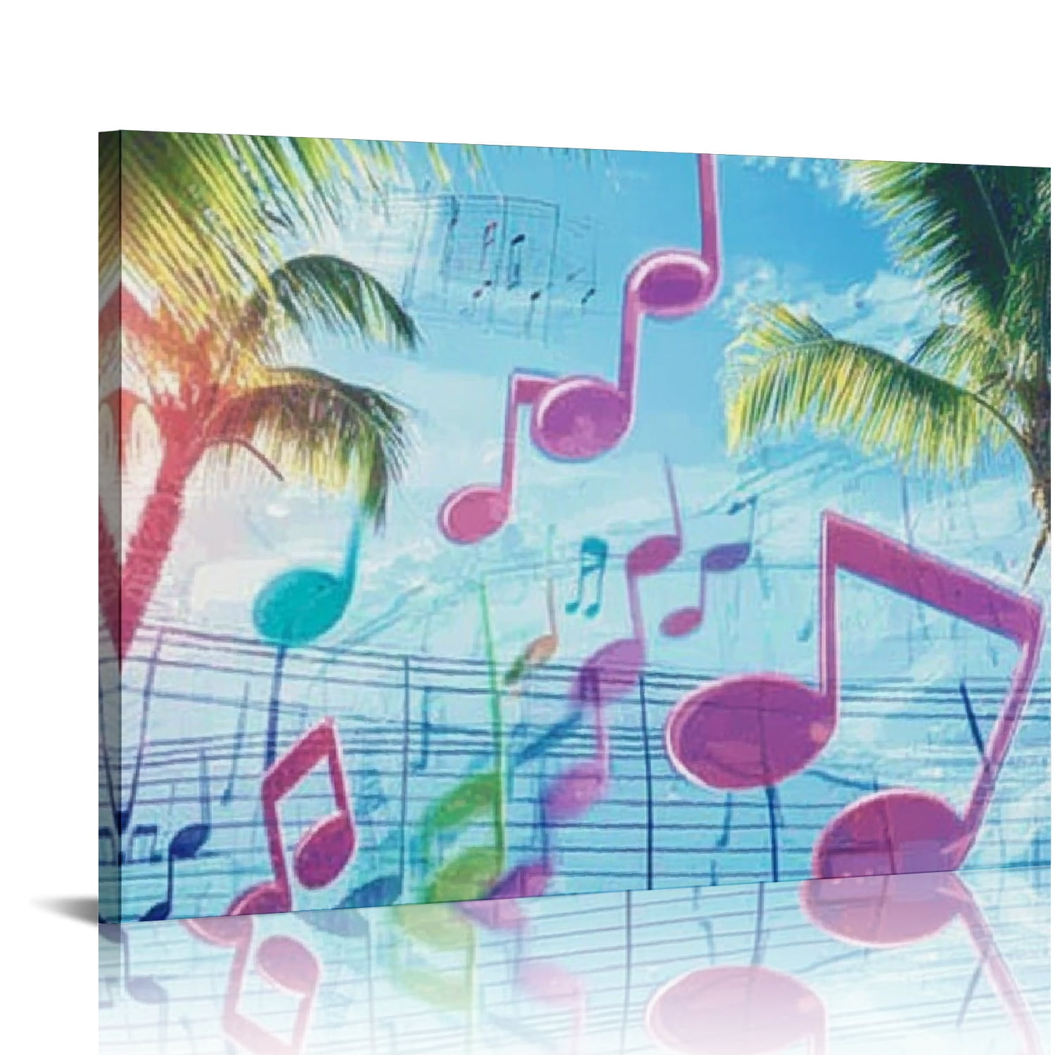Sheronv Music Notes Palm Trees Vaporwave Canvas Art Print Wall Decor ...