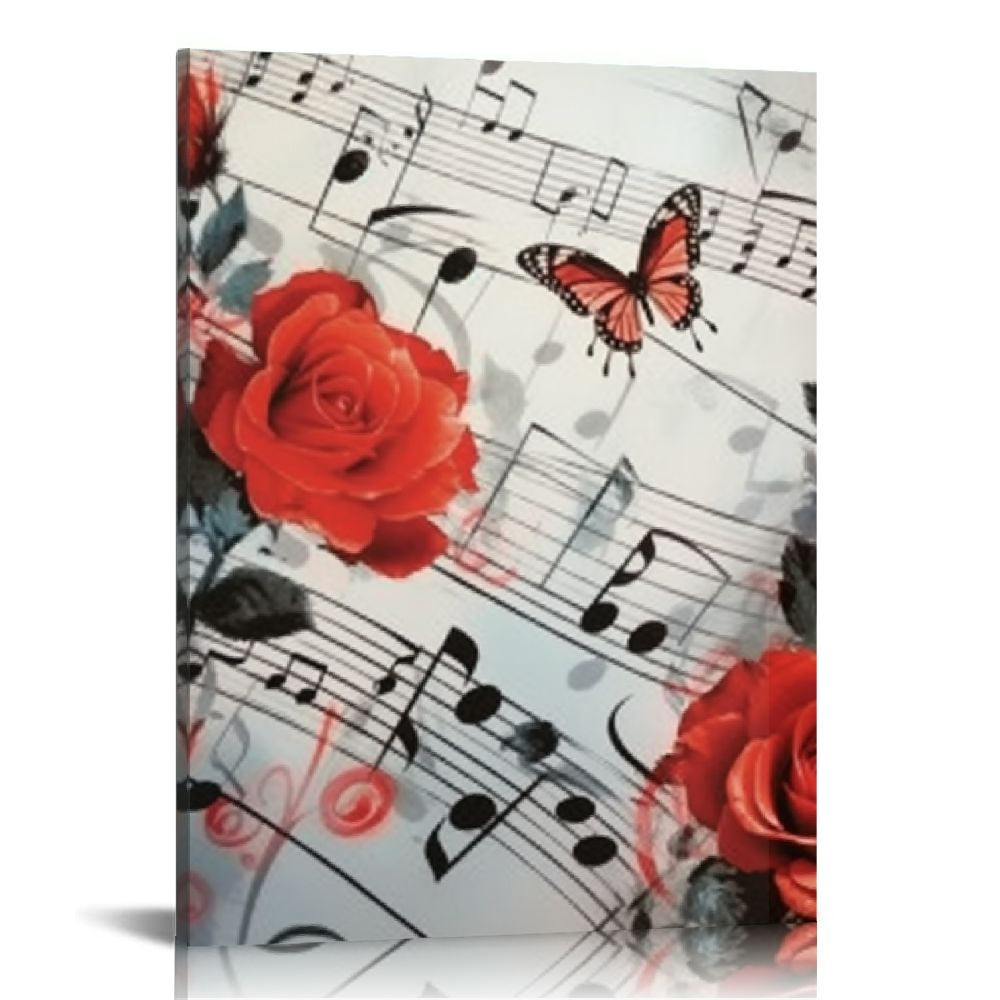 Sheronv Music Notes Red Roses Butterflies Fine Art Aesthetic Poster ...