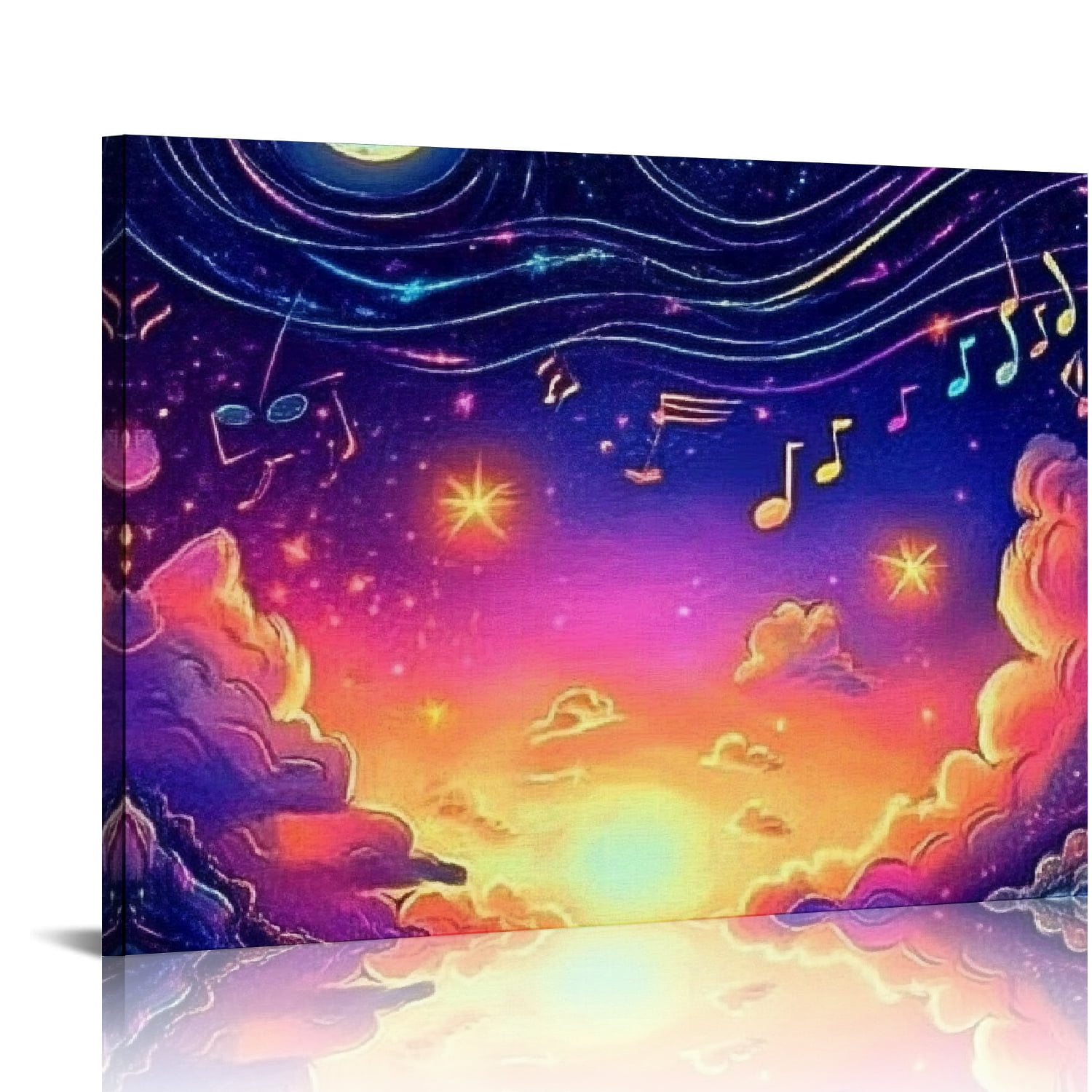 Sheronv Music Notes Stars Canvas Art Print for Living Room Bedroom Home ...