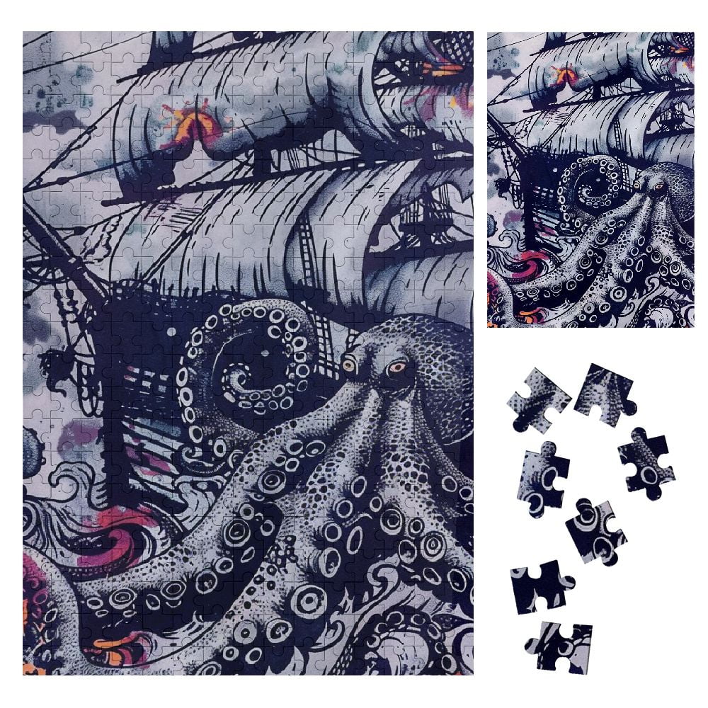 Sheronv Octopus Pirate Ship Wooden Jigsaw Puzzle Vertical Leisure Game ...