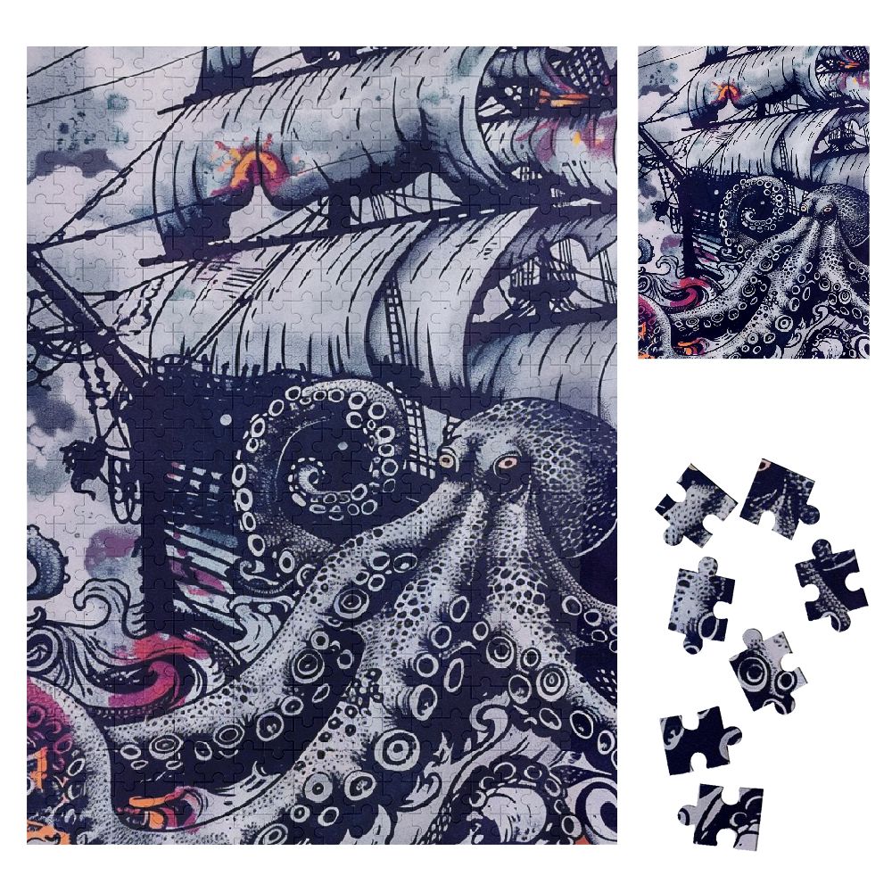 Sheronv Octopus Pirate Ship Wooden Jigsaw Puzzle Vertical Leisure Game ...