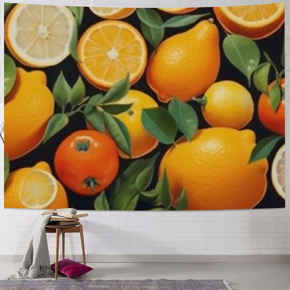 Sheronv Orange Lemon Still Life Tapestry Wall Hanging Unique Style for ...