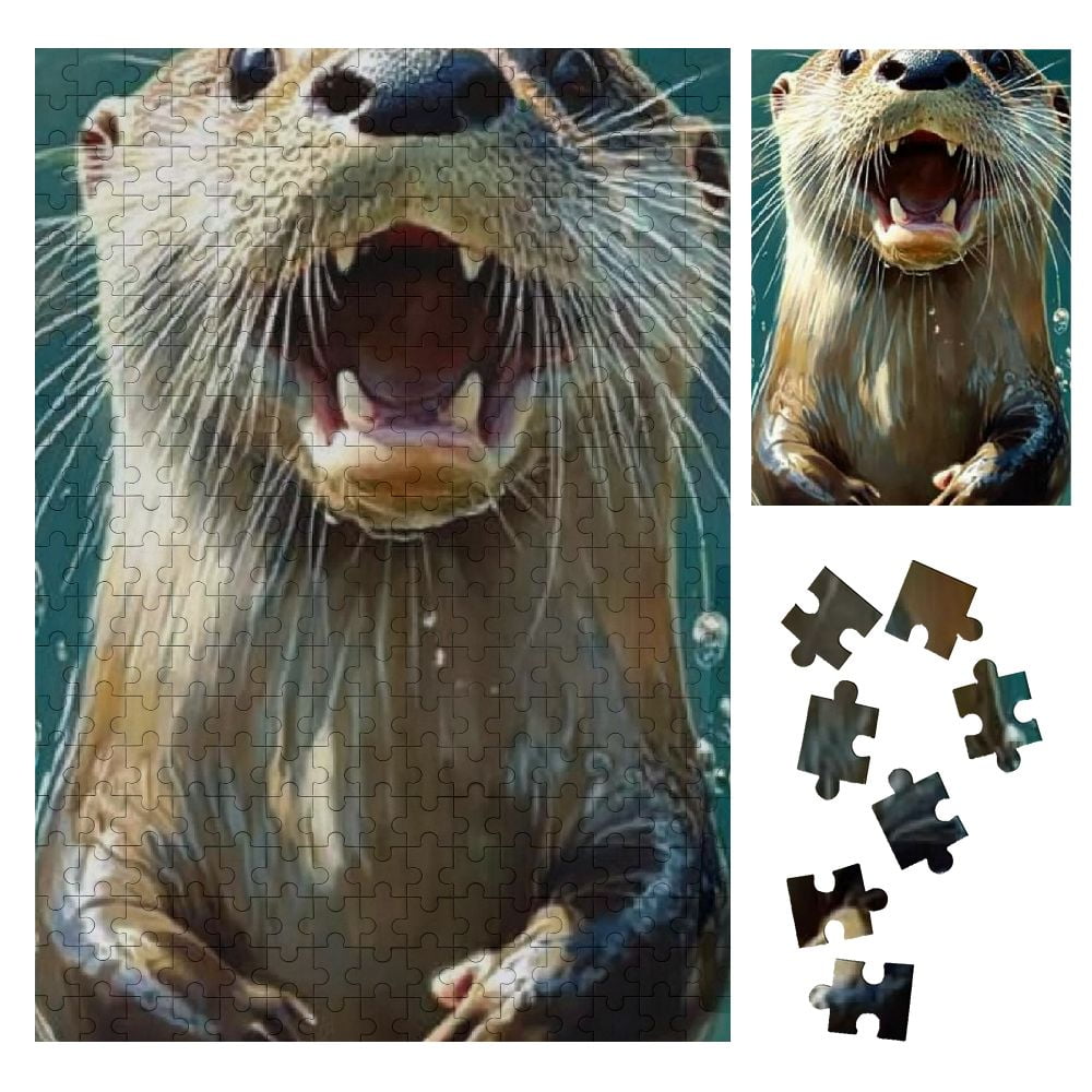 Sheronv Otter Water Droplets Furry Art Wooden Jigsaw Puzzle Vertical ...
