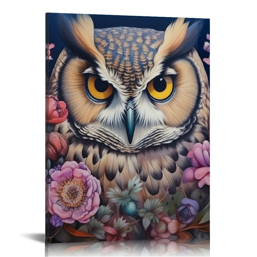 Sheronv Owl Flowers Fine Art Aesthetic Poster Print Wall Painting for ...