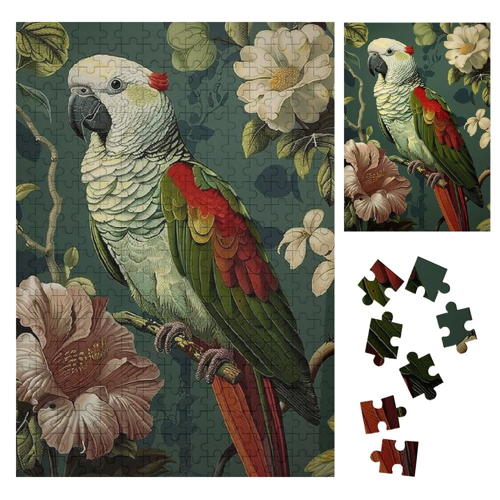 Sheronv Parrot Flowers Wooden Jigsaw Puzzle Vertical Impossible Wooden ...