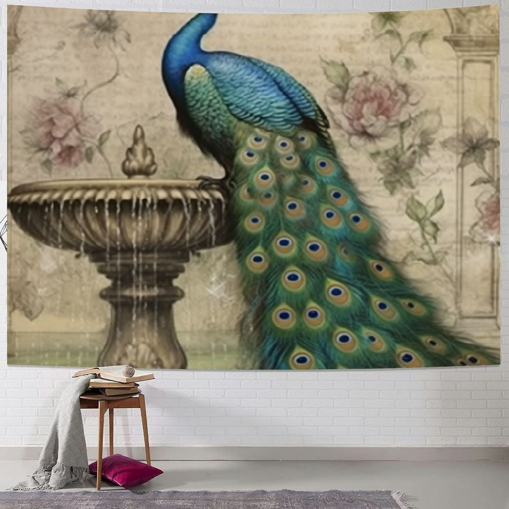 Sheronv Peacock Fountain Bird Tapestry Wall Hanging Unique Style ...