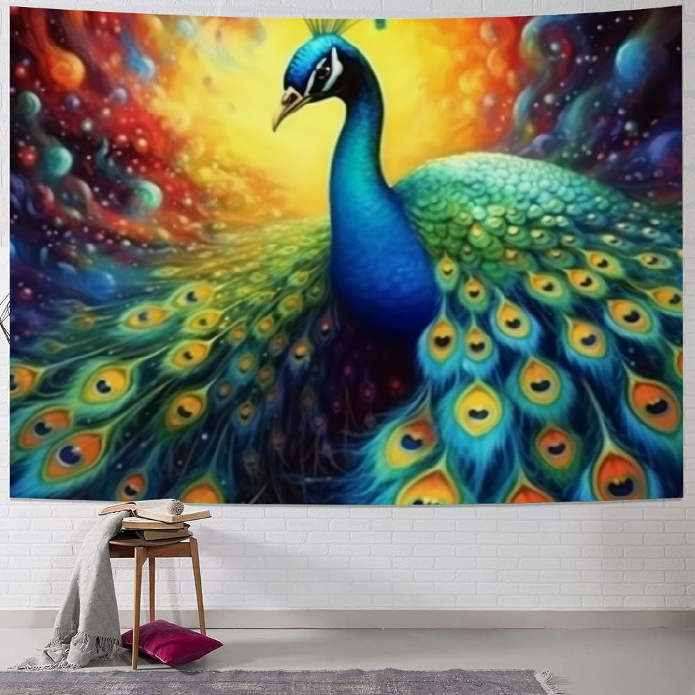 Sheronv Peacock Stars Colorful Tapestry Wall Hanging Unique Style ...