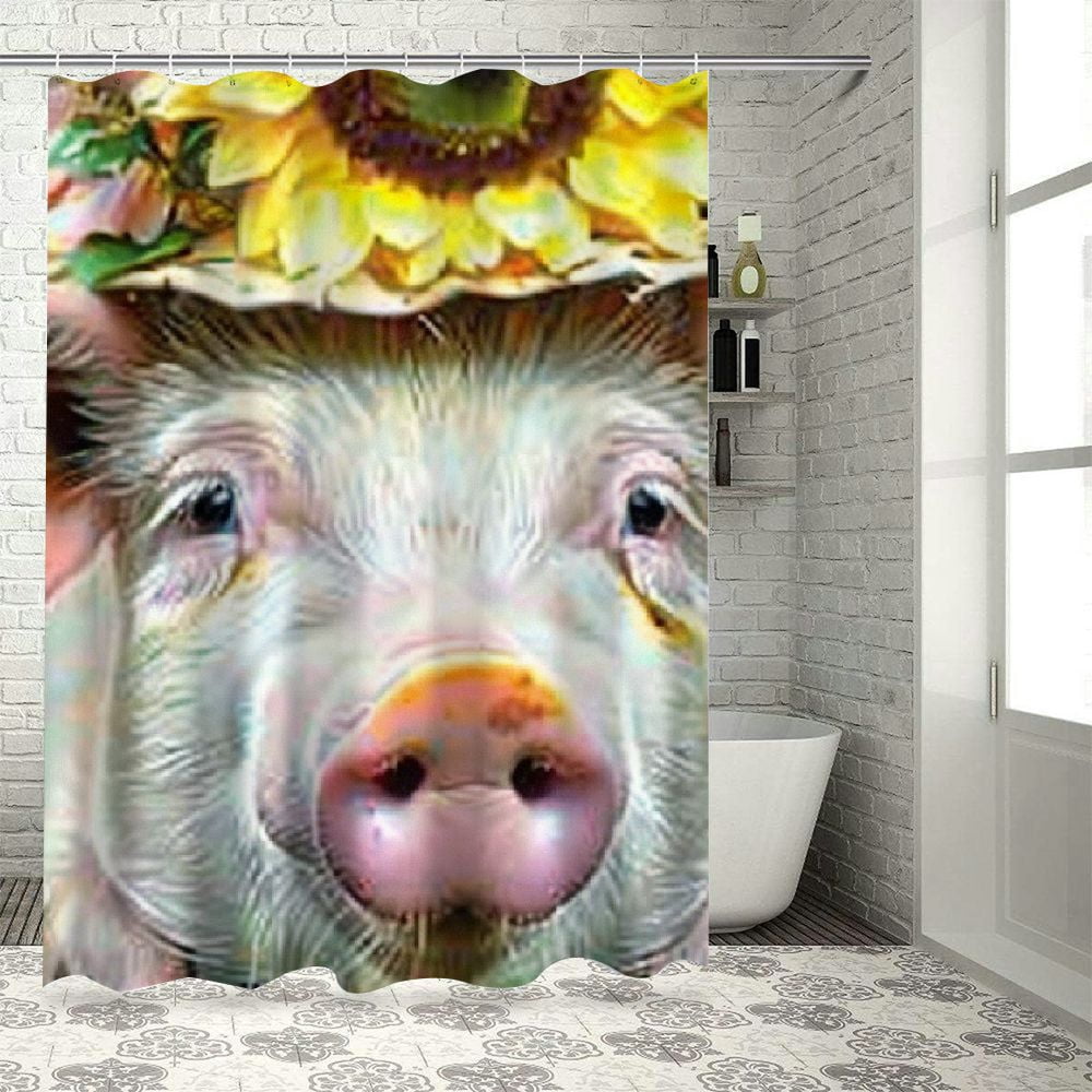 Sheronv Pig Sunflower Chic Modern Bathroom Decor Shower Curtain Set ...